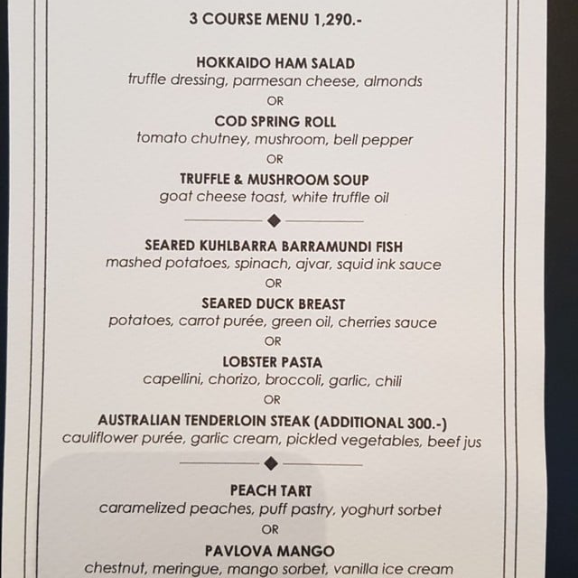 เมนูของร้านอาหาร The Water Library เซ็นทรัล เอมบาสซี่