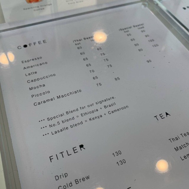 เมนูของร้านอาหาร One Two Two Coffee Bar @ Lasalle ลาซาล