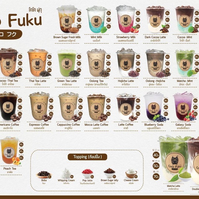 เมนูของร้านอาหาร Coco fuku เทพสถิต