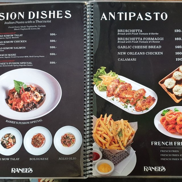 เมนูของร้านอาหาร Ranee's Restaurant Ranee Restaurant khoasan road