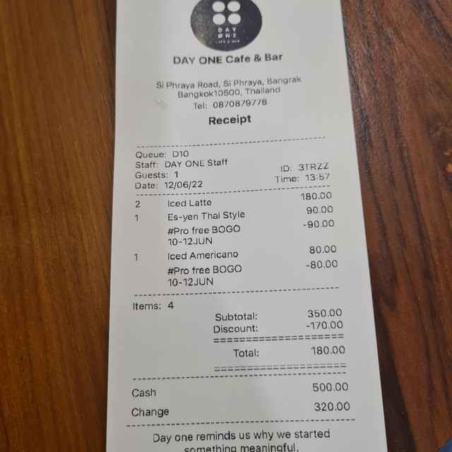 เมนูของร้านอาหาร DAY ONE Cafe & Bar - Wongnai