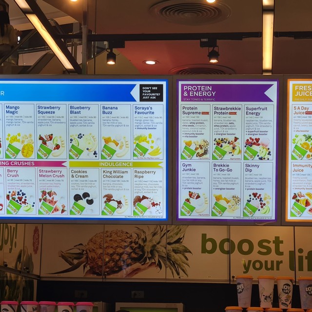 เมนูของร้านอาหาร Boost Juice Bars Siam Paragon