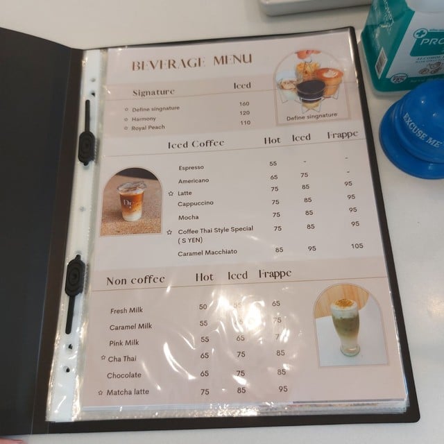 เมนูของร้านอาหาร Define Cafe & Restaurant Rama 3