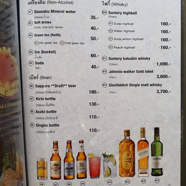 เมนูของร้านอาหาร SOUSAKU อารีย์